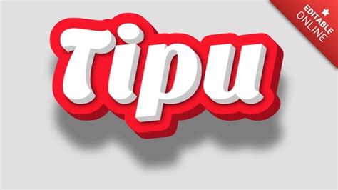 Tipu Red White 3d Text Effect Generator