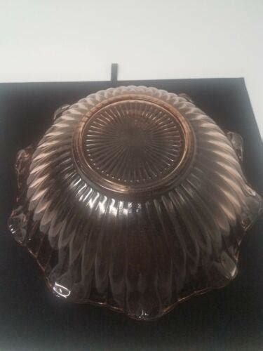Vintage Pink Depression Swirl Pattern Glass Large Serving Bowl