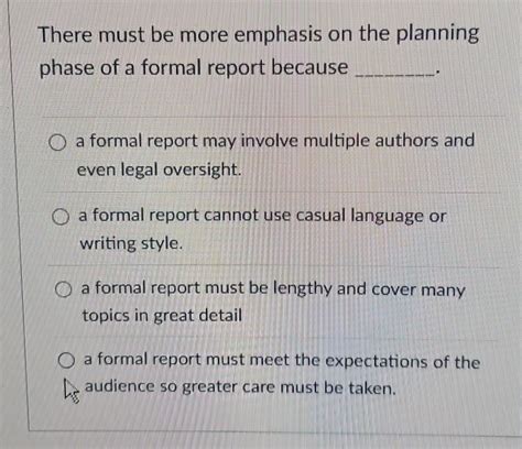 Solved There Must Be More Emphasis On The Planning Phase Of