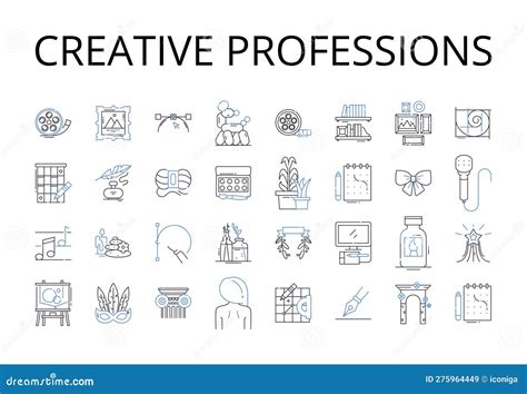Creative Professions Line Icons Collection Fashion Industry Media