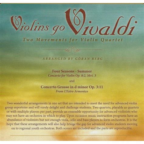 Violins Go Vivaldi Two Movements For Violin Quartet Southwest Strings