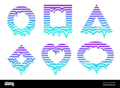 Glitch Cyberpunk Geometric Shapes Abstract Graphic Design Elements