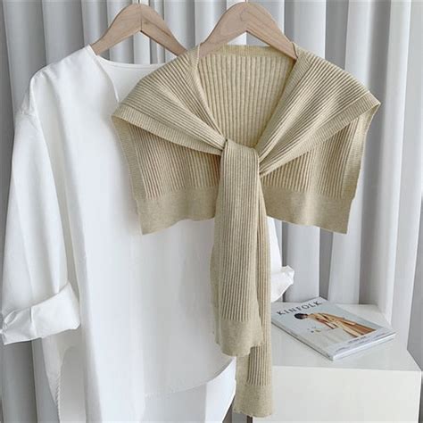 Korean Style Olivé Rib Knit Spring Shawl Wrap For Layering Ordicle