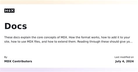 Docs Mdx