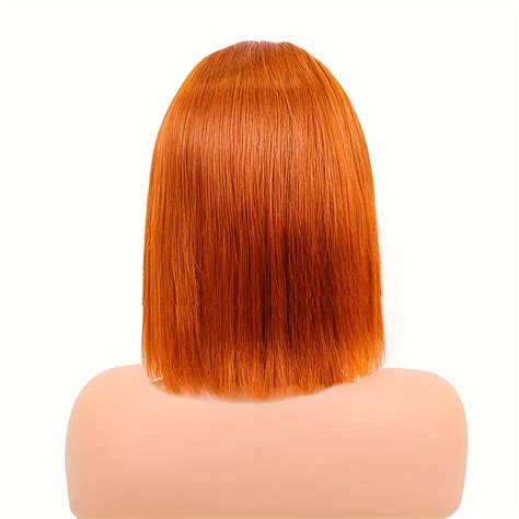 Ginger Orange Straight Short Bob Wig Human Hair 13x4 Hd Lace Temu Canada
