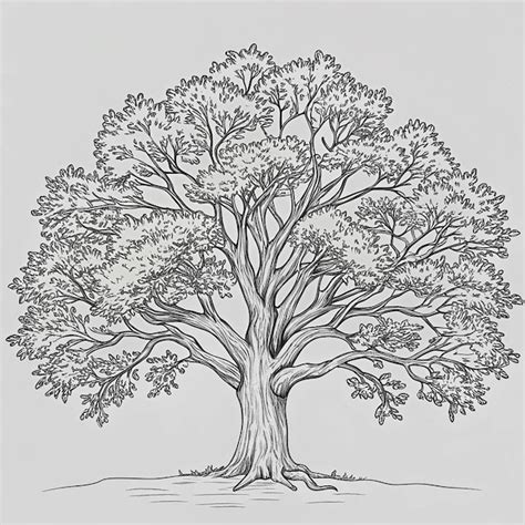 Majestic Oak Silhouette A Sprawling Oak Tree With Thick Gnarled