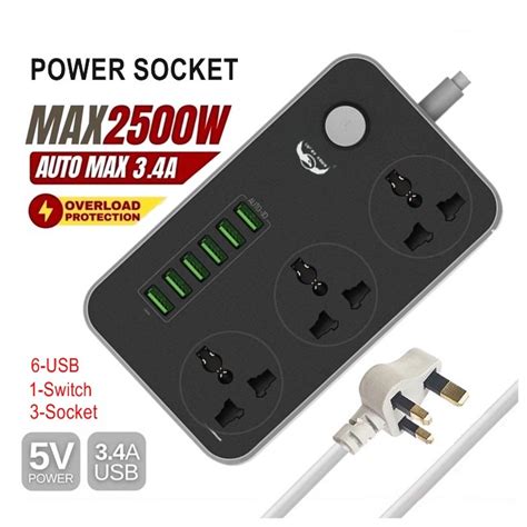 Universal Power Plug 6 Usb Port Auto Max 34a With 3 Anti Static Power