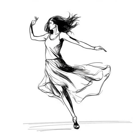 Premium Ai Image Dancing Woman Sketch Illustration
