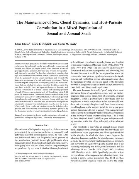 Pdf The Maintenance Of Sex Clonal Dynamics And Host‐parasite Coevolution In A Mixed