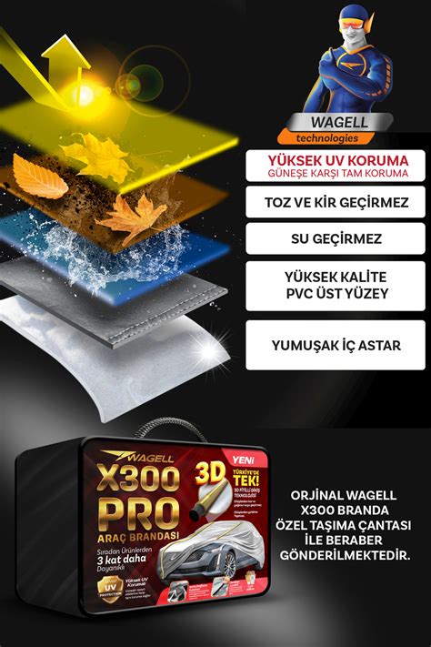 Wagell Hatchback Araçlar Ile Uyumlu Lüks X300 Pro Araba Brandası Miflonlu Branda Oto Çadır Örtü