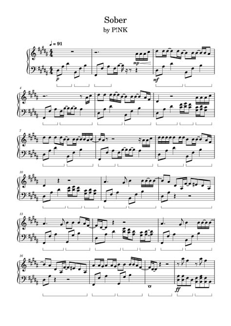 Sober Arr Anya Alston By Pink Sheet Music For Piano Solo At Sheet