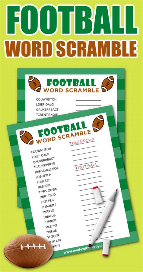 Football Word Scramble Printable Made With Happy