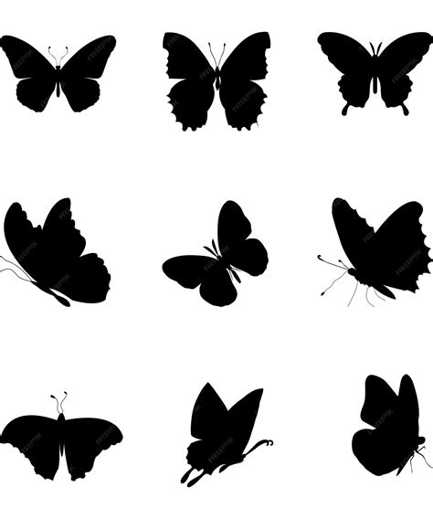 Las Sombras Aladas Una Colección De Siluetas De Mariposas Vector Premium