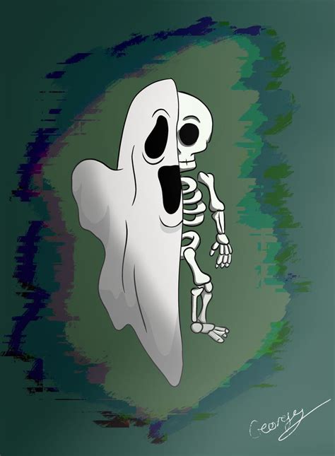 Ghost Half Skeleton Digital Drawing Digital Drawing Drawings Ghost