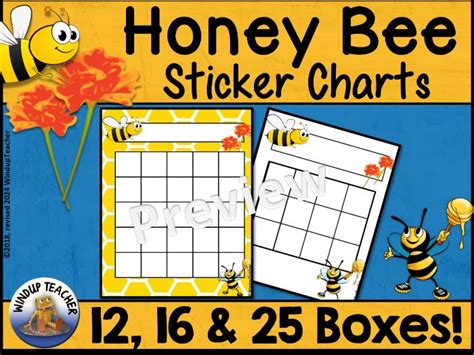 Honey Bee Sticker Reward Charts Positive Behavior Incentive 12 16