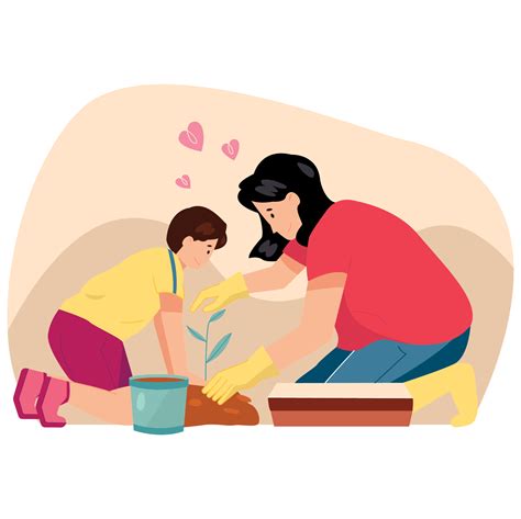 Gardening Together Mothers Day Color 2d Illustrations 29205241 Png