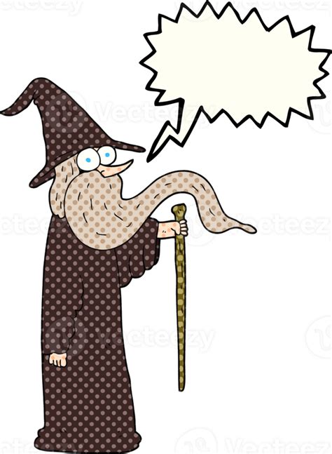 Hand Gezeichnet Comic Buch Rede Blase Karikatur Magier 45164845 PNG