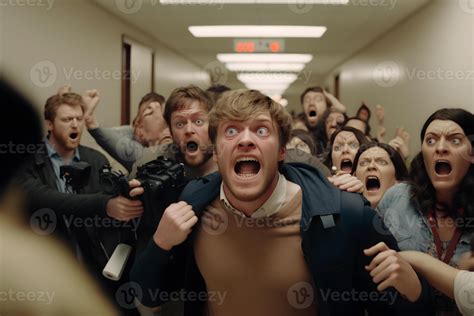 Crowd Of Panicking People People Scream In Fear Neural Network Ai Generated 29611255 Stock
