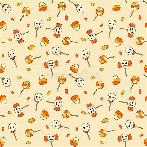 Halloween Candy And Jack Face Seamless Pattern Stock Vector Illustration Of Horror Cover
