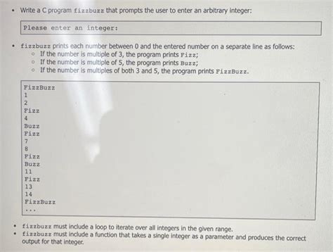 Solved • Write A C Program Fizzbuzz That Prompts The User To