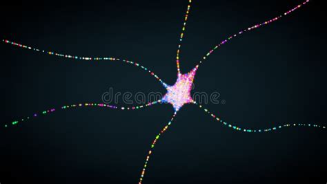 Multicolored And Transmitting Single Nerve Cell Or Neuron Stock