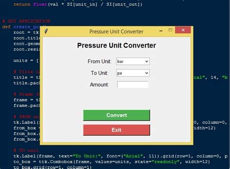 Pressure Conversion App Using Tkinter In Python With Source Code
