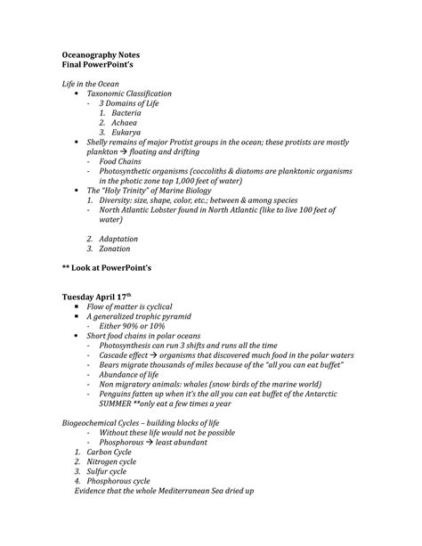 Oceanography Final Notes Oceanography Notes Final Life In The Ocean