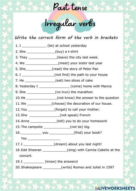 Irregular Verbs Past Form Practice