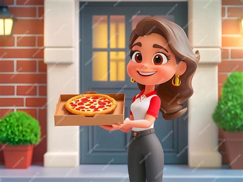 Pizza Delivery Girl Premium Ai Generated Image