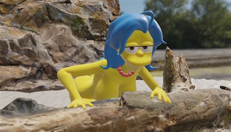 Rule 34 3d 3d Model Blue Hair Marge Simpson Simpsons The Simpsons Yellow Body Yellow Skin
