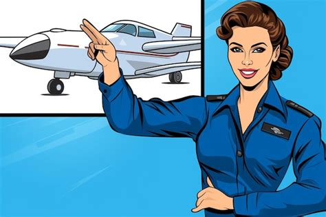 Premium Vector Airplane Female Flight Instructor Pointing