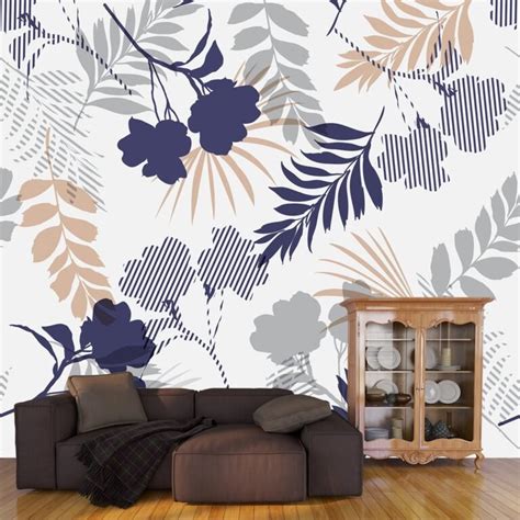 A Vintage Wallpaper Mural Of Aesthetic Motifs And Leaves Yas Unique