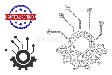 Triangular Mesh Gear Electronics Icon And Grunge Bicolor Partial Refund