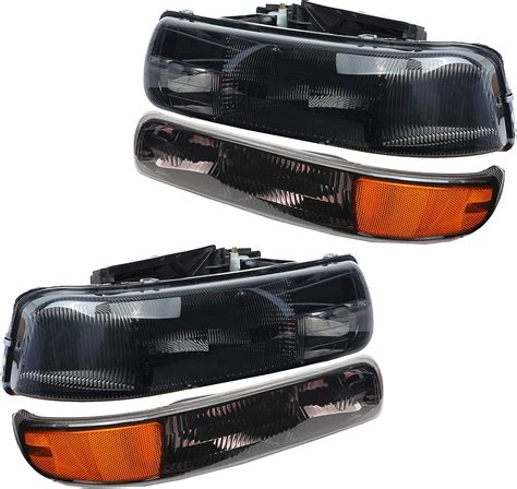 Aandp 4pc Chrome Headlight Assembly Clear Lens For Chevy 00 06 Tahoe Sub