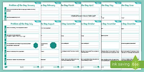 Fifth Grade Math Problem Of The Day 12 Months Of Activities Pack