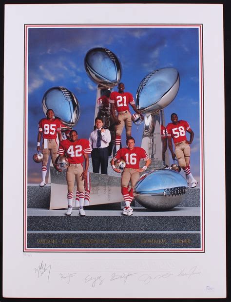 49ers 18x24 Le Lithograph Signed By 6 With Joe Montana Ronnie Lott Eddie Debartolo Keena