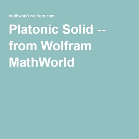 Platonic Solid Platonic Solid Wolfram Line Of Best Fit