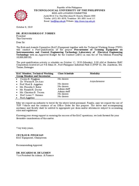 Bac Letter For Office Order Bac Post Qua October 12 Shoketsu Smc Pdf