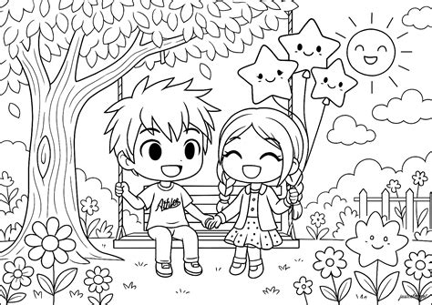 Um Dia Feliz No Jardim Num Grande Baloiço Páginas De Gacha Life Para