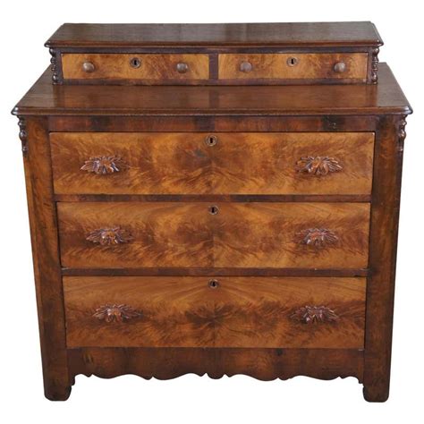 Antique American Eastlake Victorian Walnut 3 Drawer Dresser Chest With