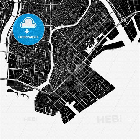 Urayasu Japan Pdf Vector Map Black And White Hebstreits