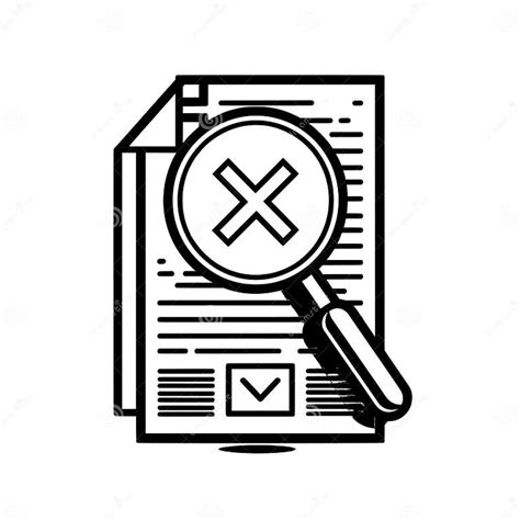 Line Icon Of Magnifying Glass Over Document With X Stock Illustration