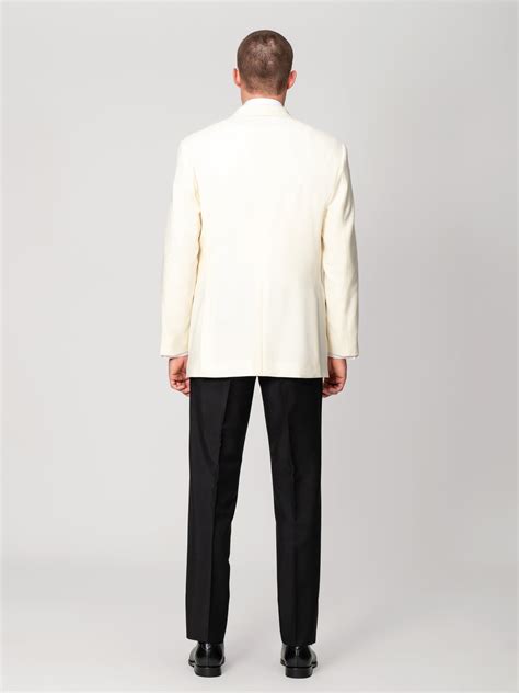 Wool Faille Shawl Collar Smoking Jacket Ivory Crane Brothers