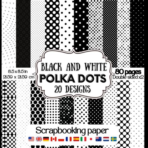Black And White Polka Dot Scrapbook Paper Collection Of Double Sided