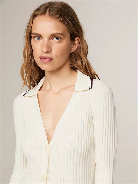Crest Global Stripe Polo Sweater Dress White Tommy Hilfiger