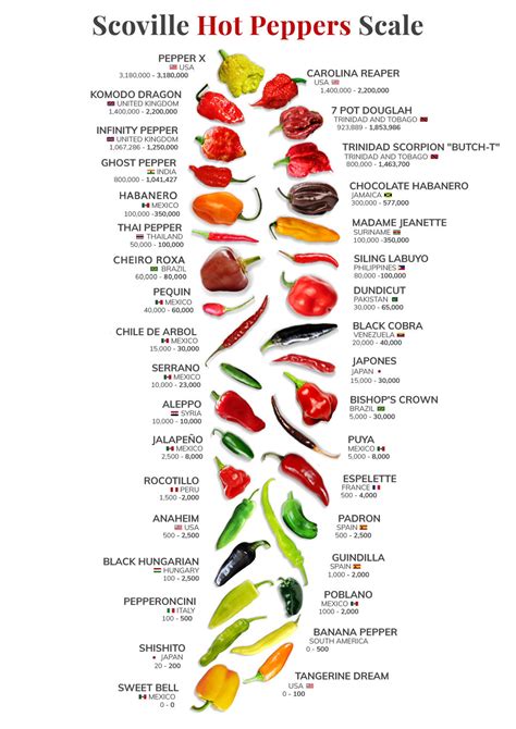 Scoville Hot Peppers Scale Poster Kitchen Wall Art Chef T Chili