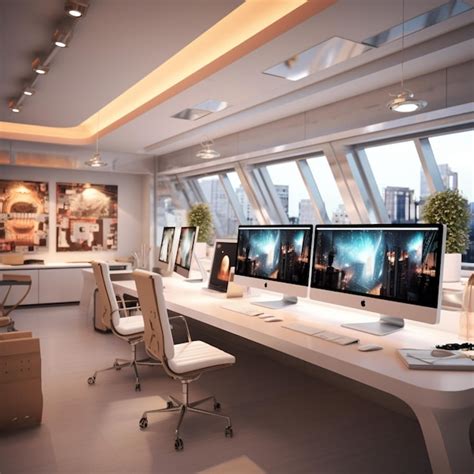 Premium Photo Techsavvy Haven Modern Office Workspace Embracing
