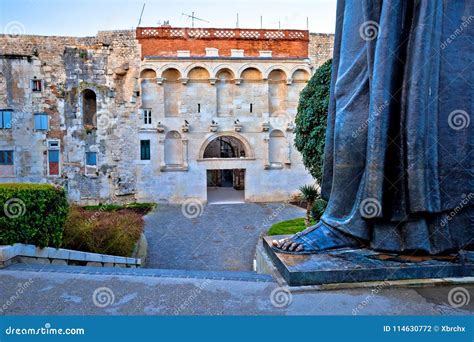 Split Old Town Gate And Grgur Ninski Statue Famous Thumb View Editorial Photography Image Of