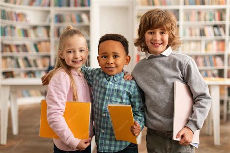 Premium Photo School Time Three Happy Diverse Primary School