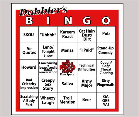 Dabblers Bingo🍻 Rdabblersanonymous